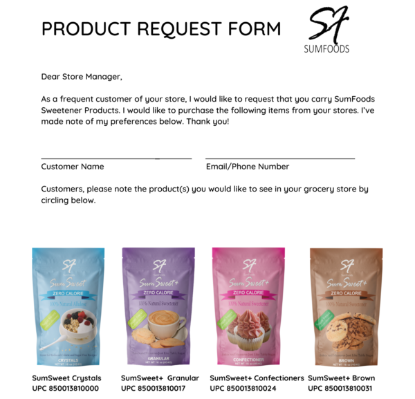 Product Request Form – SumSweet